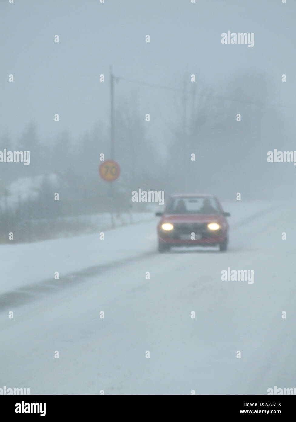 car driving in heavy snow in sweden Stock Photo - Alamy