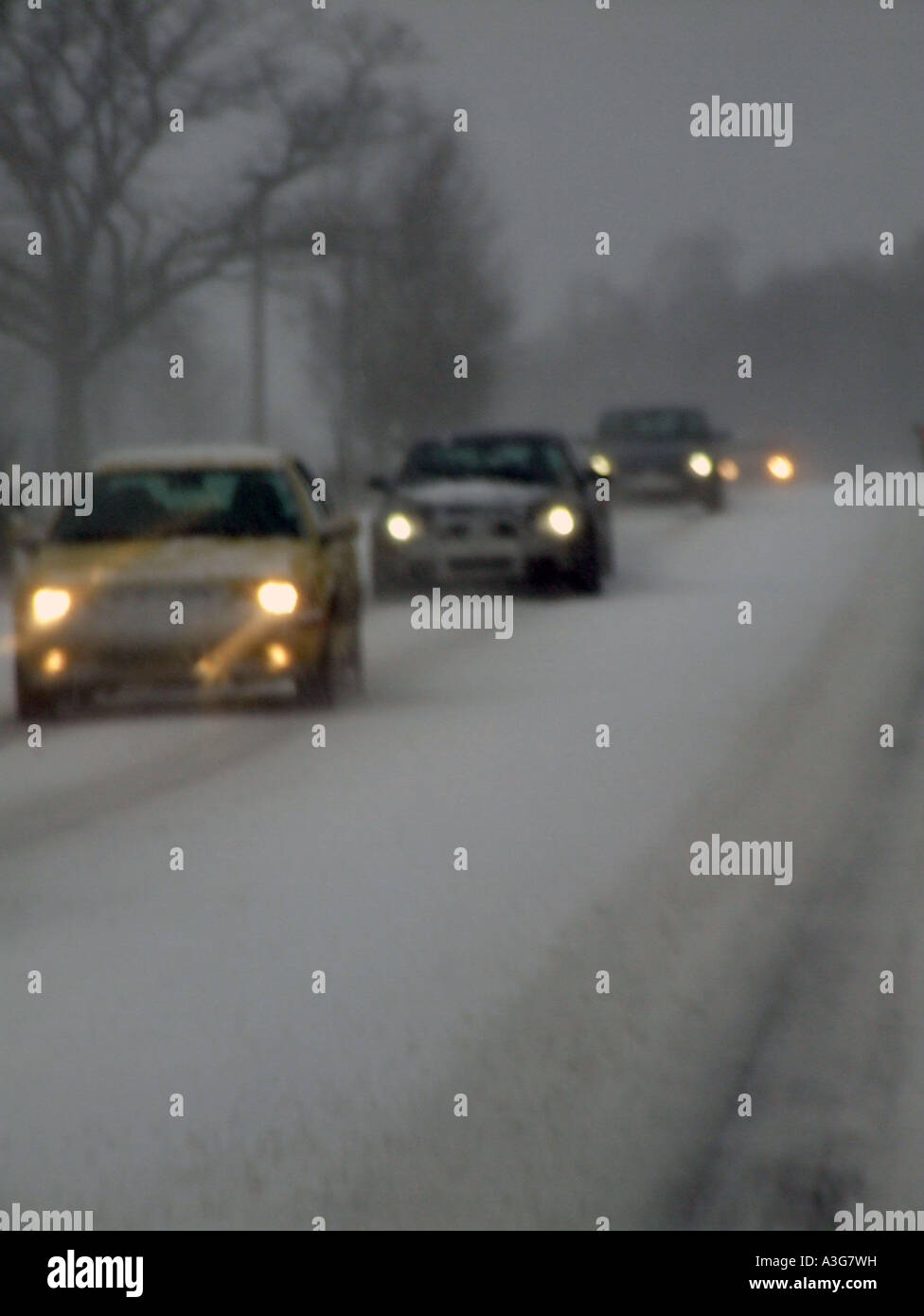 four cars driving in heavy snow in sweden Stock Photo - Alamy
