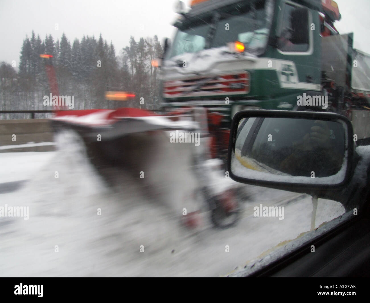 snow plough clearing in heavy snow in sweden Stock Photo - Alamy