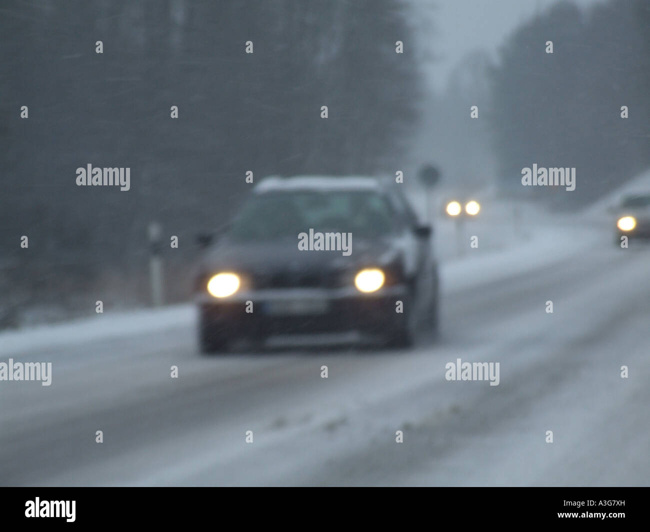 three cars driving in heavy snow in sweden Stock Photo - Alamy