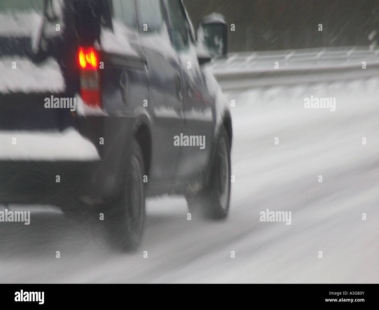 one car driving in heavy snow in sweden Stock Photo - Alamy