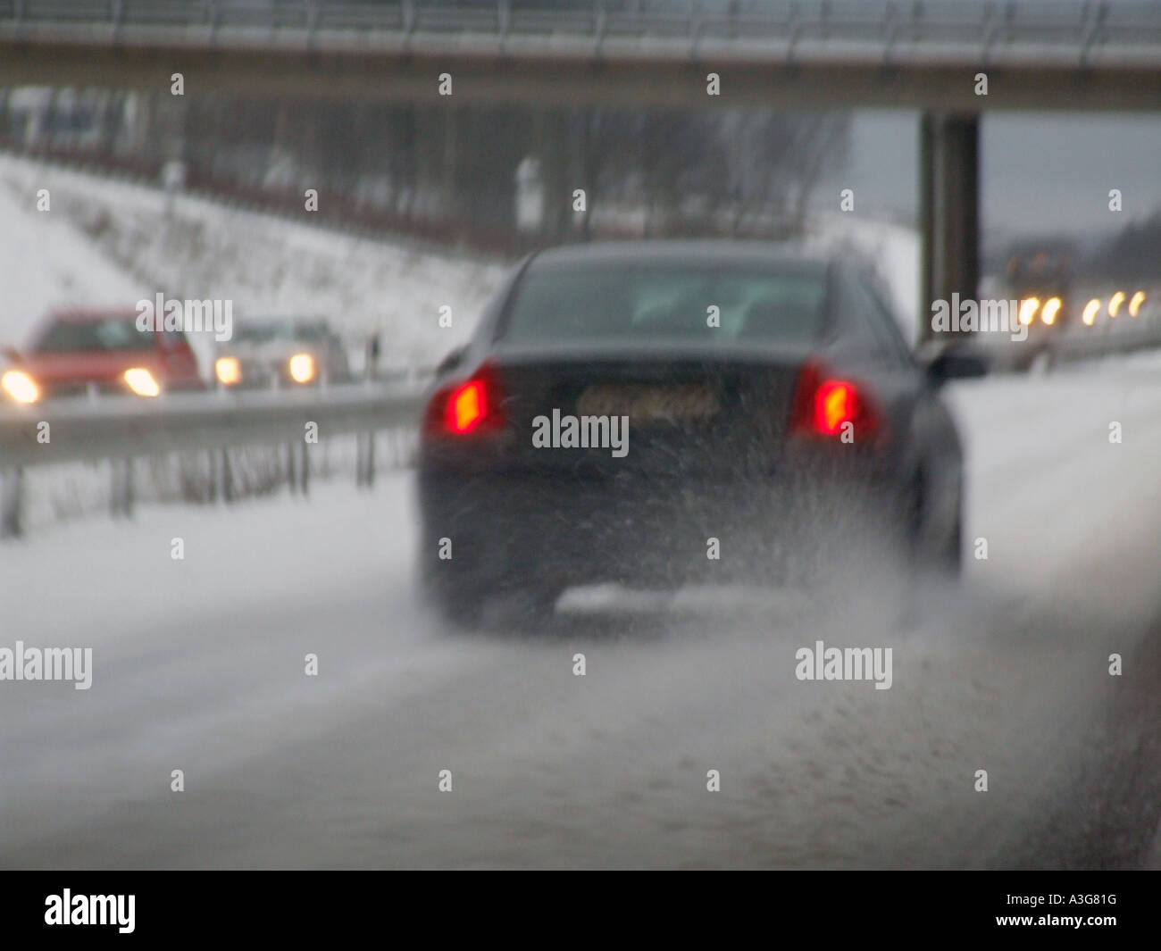one car driving in heavy snow in sweden Stock Photo - Alamy