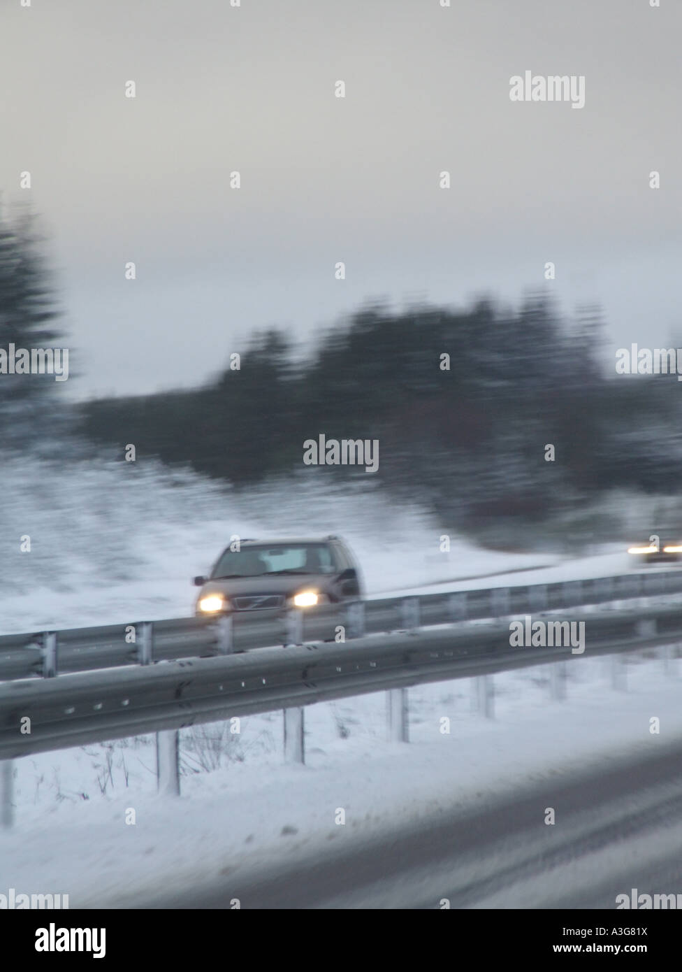 car driving in heavy snow in sweden Stock Photo - Alamy