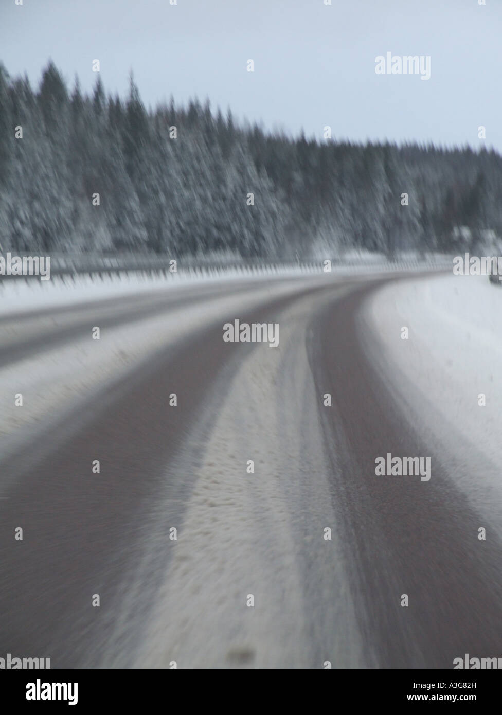 snow covered motorway in sweden Stock Photo - Alamy