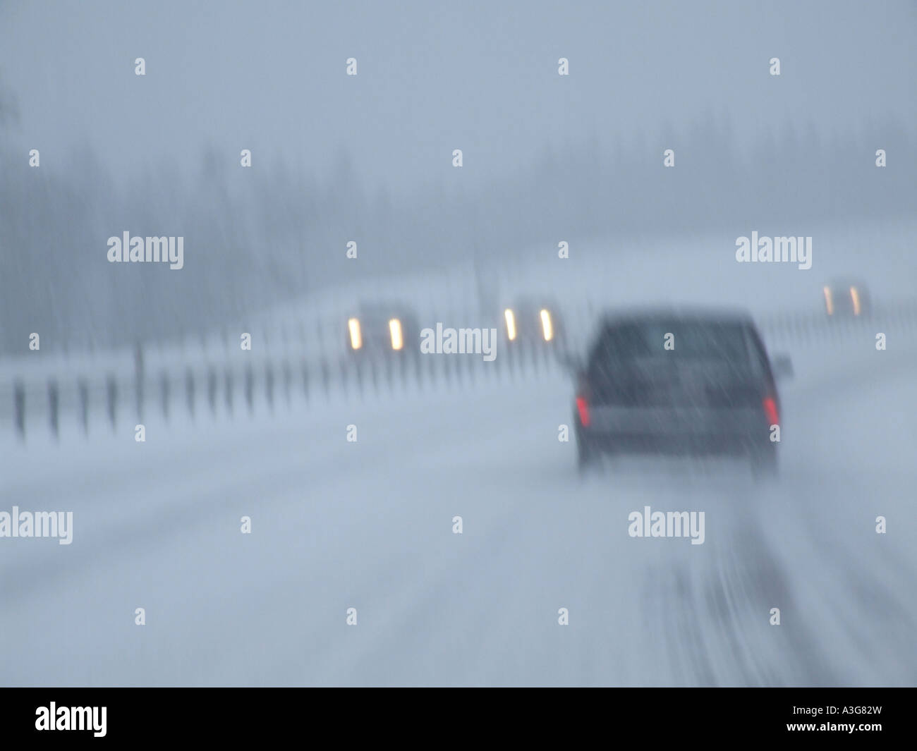 volvo car driving in heavy snow in sweden Stock Photo - Alamy