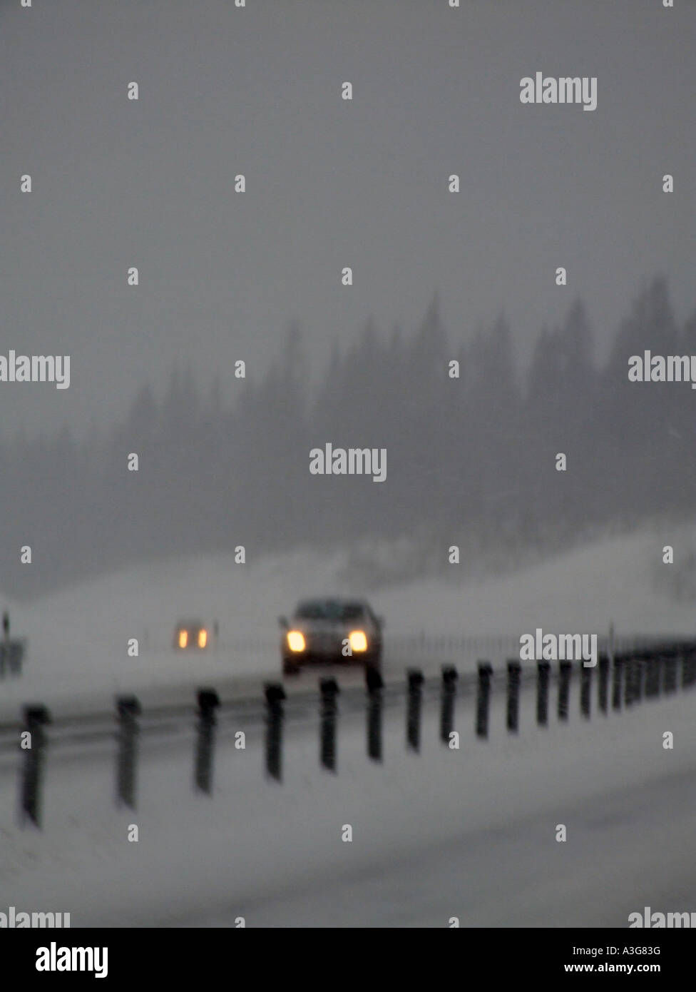two cars driving in heavy snow in sweden Stock Photo - Alamy