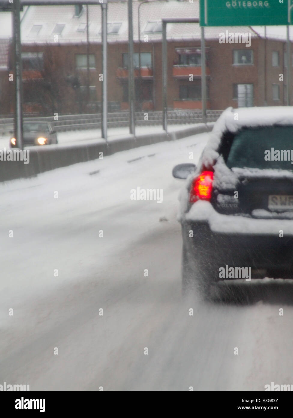 car driving in heavy snow in sweden Stock Photo - Alamy