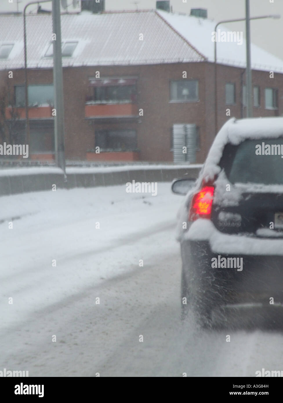 car driving in heavy snow in sweden Stock Photo - Alamy