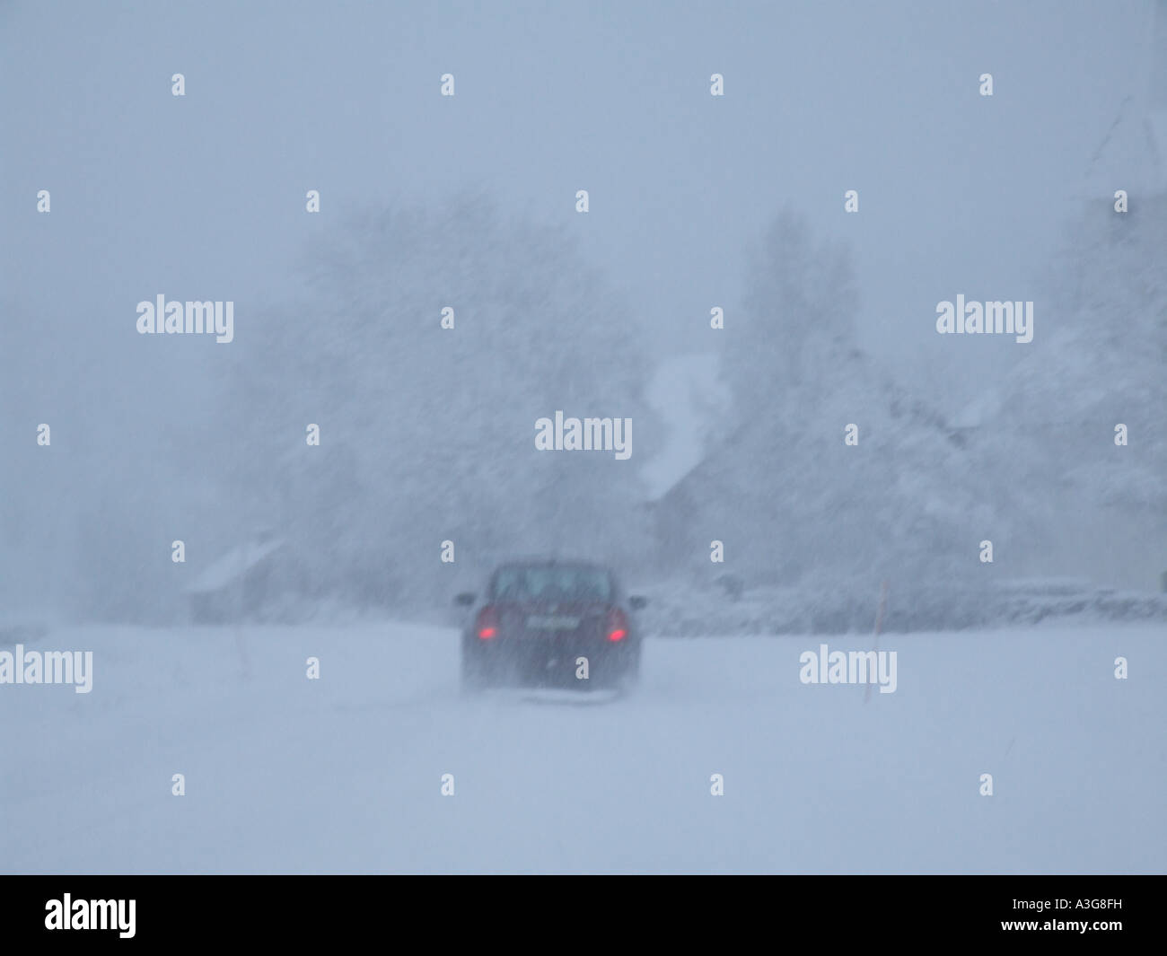 car driving in heavy snow in sweden Stock Photo - Alamy