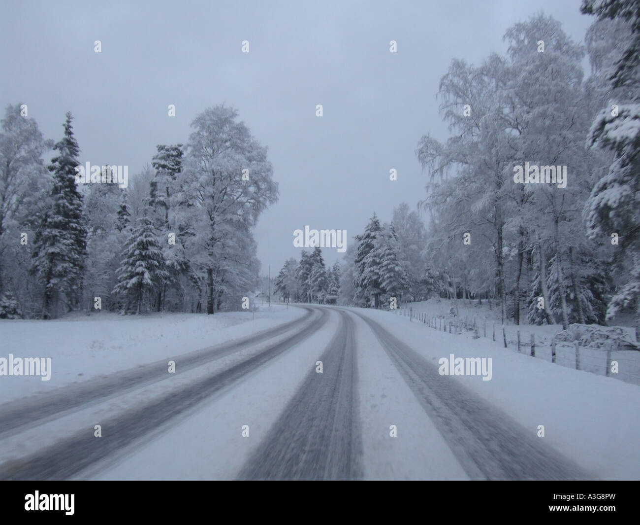 rural road covered with heavy snow Stock Photo - Alamy