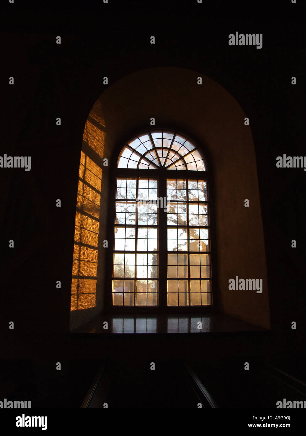 big window in church with sun light breaking through Stock Photo - Alamy