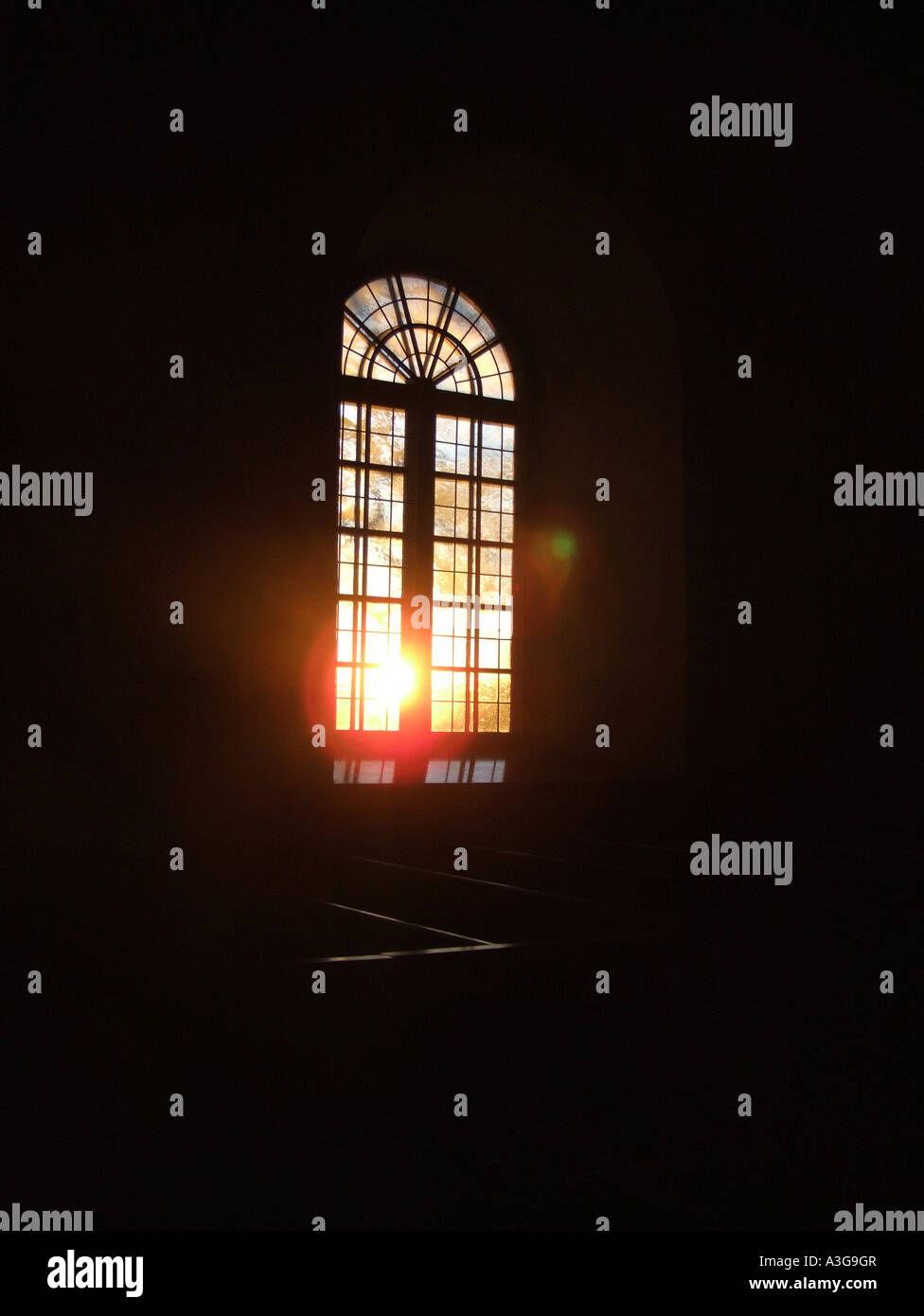 big window in church with sun light breaking through Stock Photo - Alamy