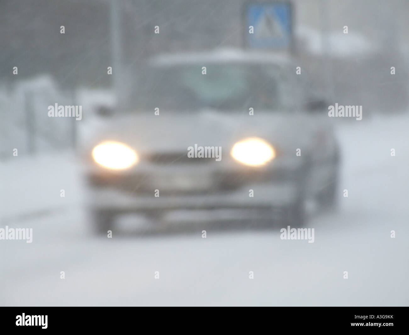 car driving in heavy snow storm in sweden Stock Photo - Alamy