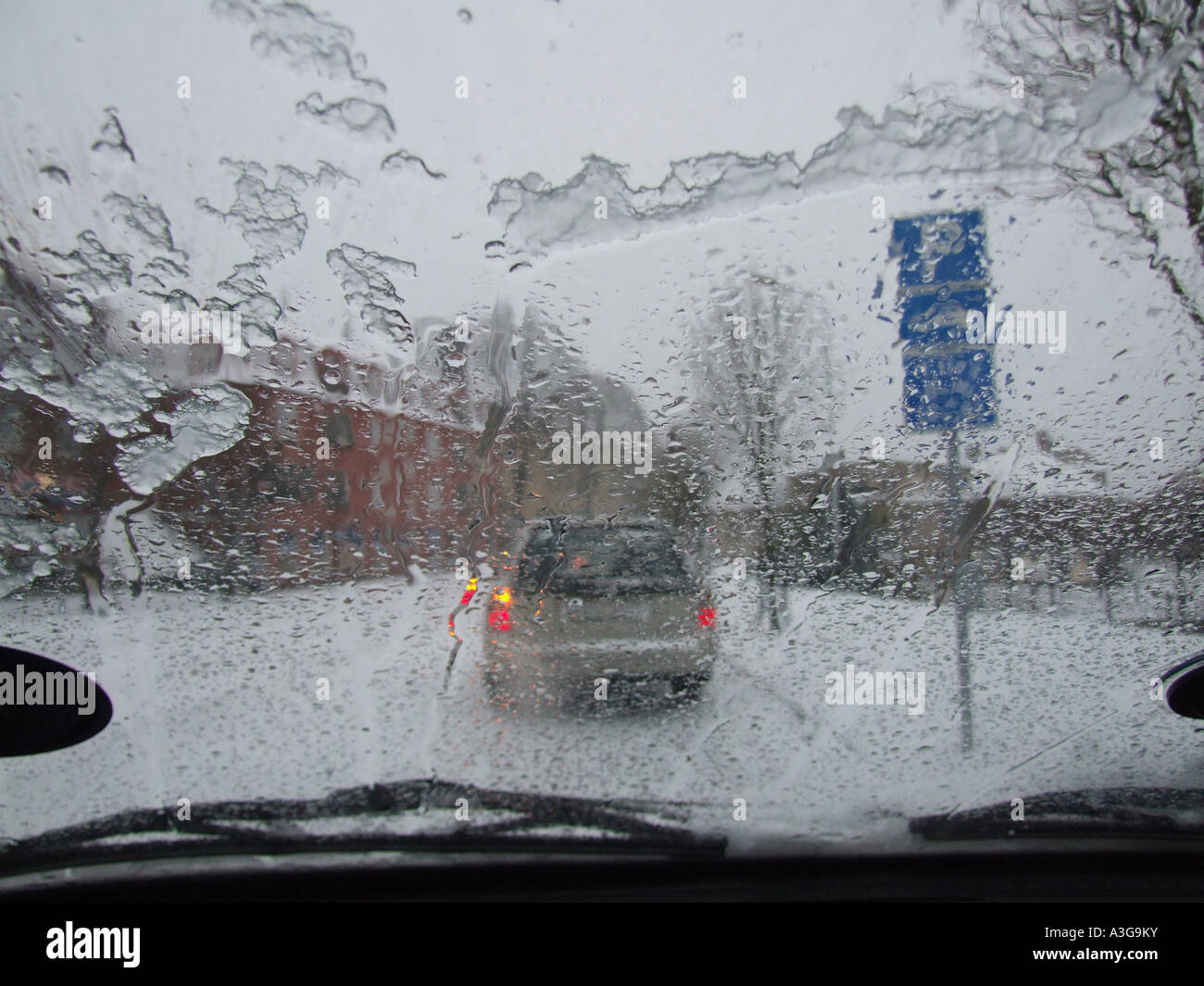 car driving in heavy snow storm in sweden Stock Photo - Alamy