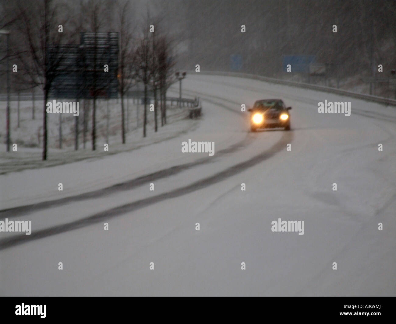 car driving in heavy snow storm in sweden Stock Photo - Alamy