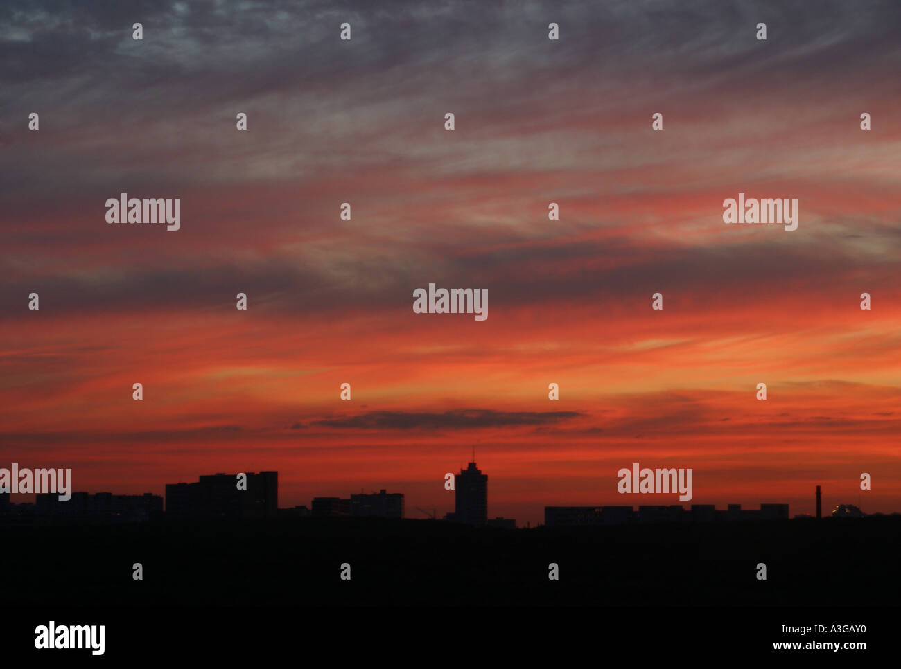 Sunset in the city Stock Photo - Alamy