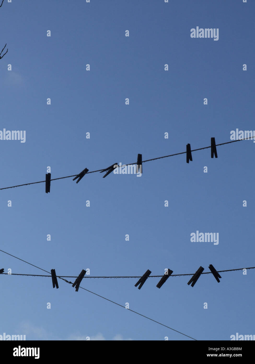 pegs on clothes line Stock Photo - Alamy