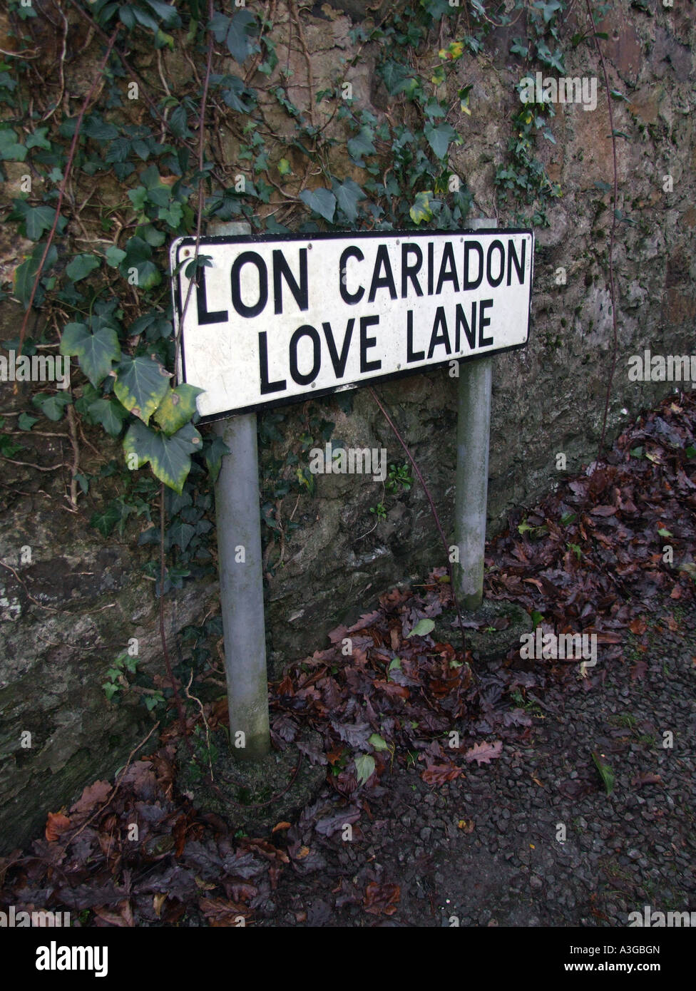 bilingual street name sign in wales Stock Photo - Alamy