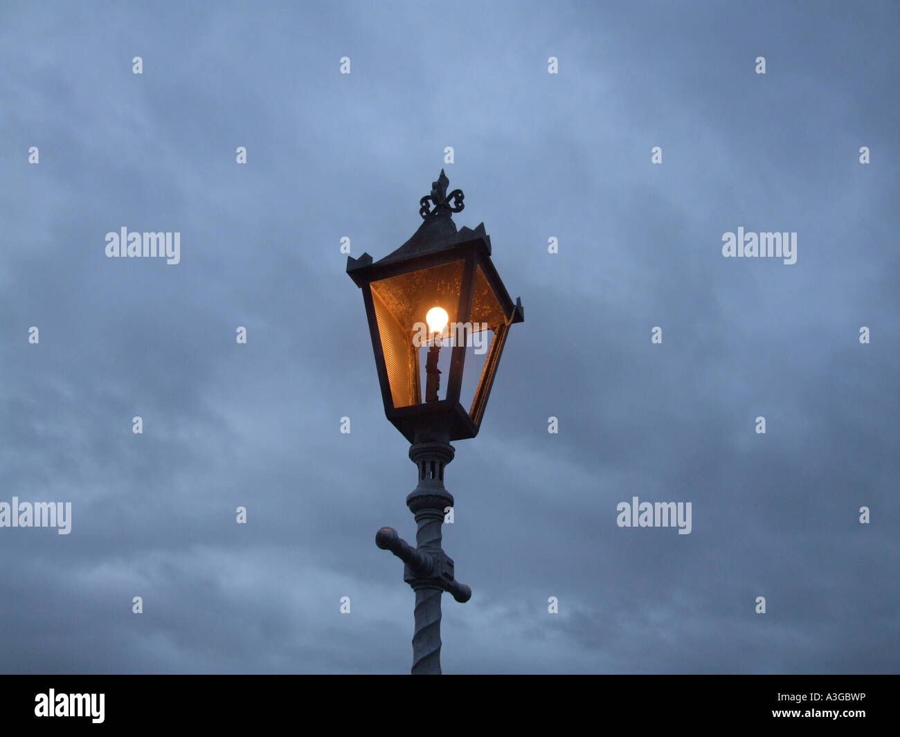 one old damaged street lamp at night Stock Photo - Alamy