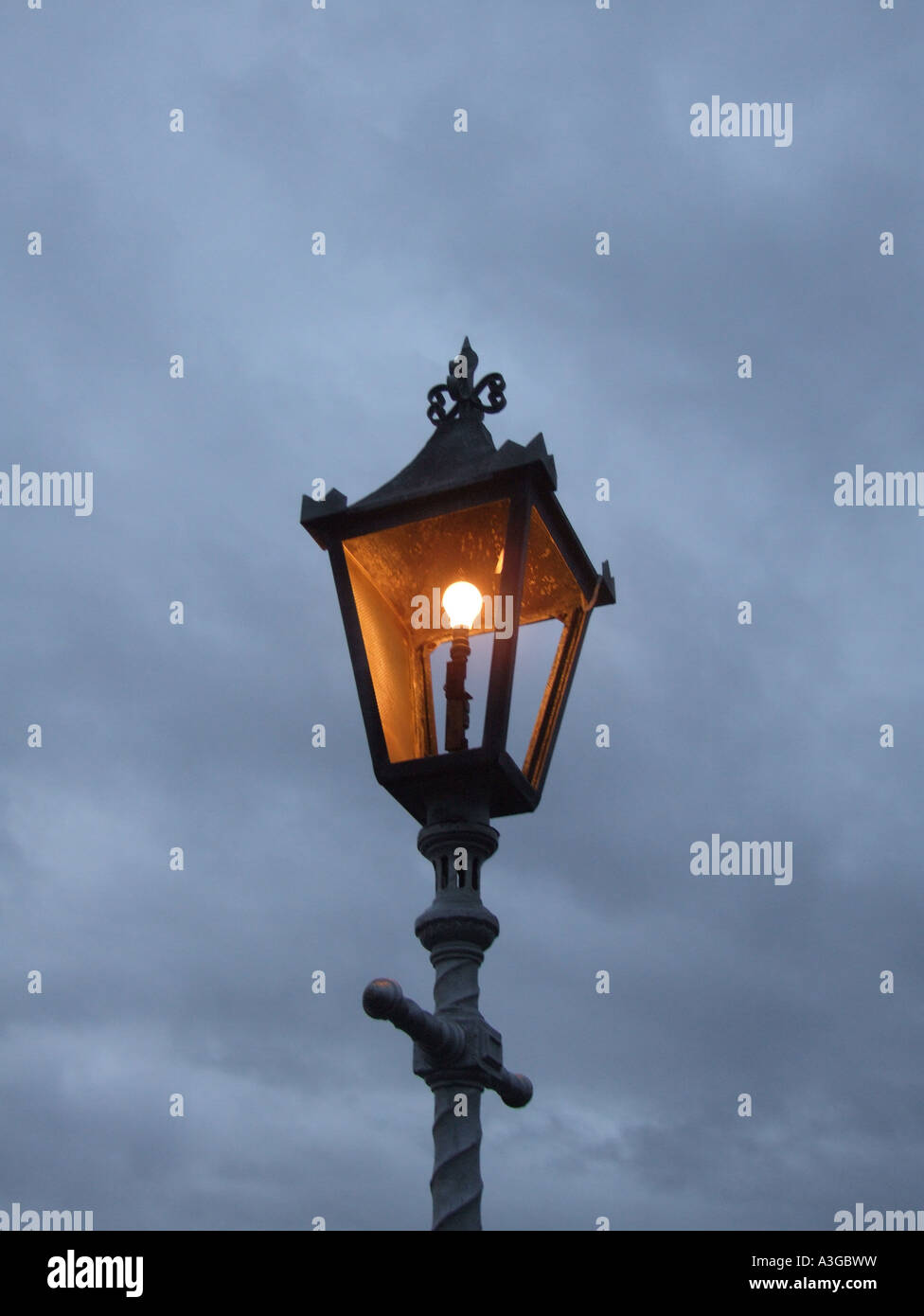 one old damaged street lamp at night Stock Photo - Alamy