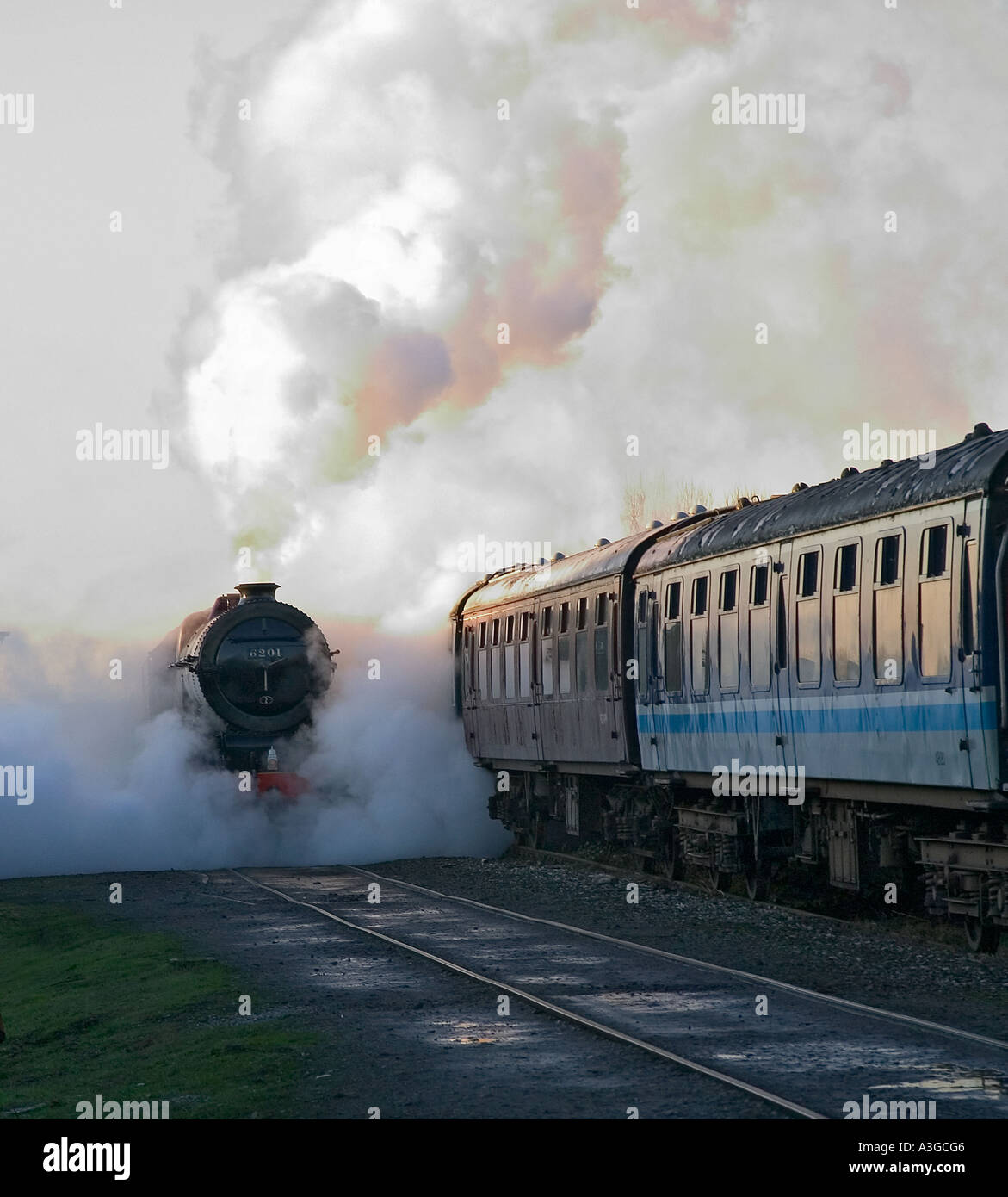 East Lancs Railway steam train early morning Bury Station Stock Photo ...