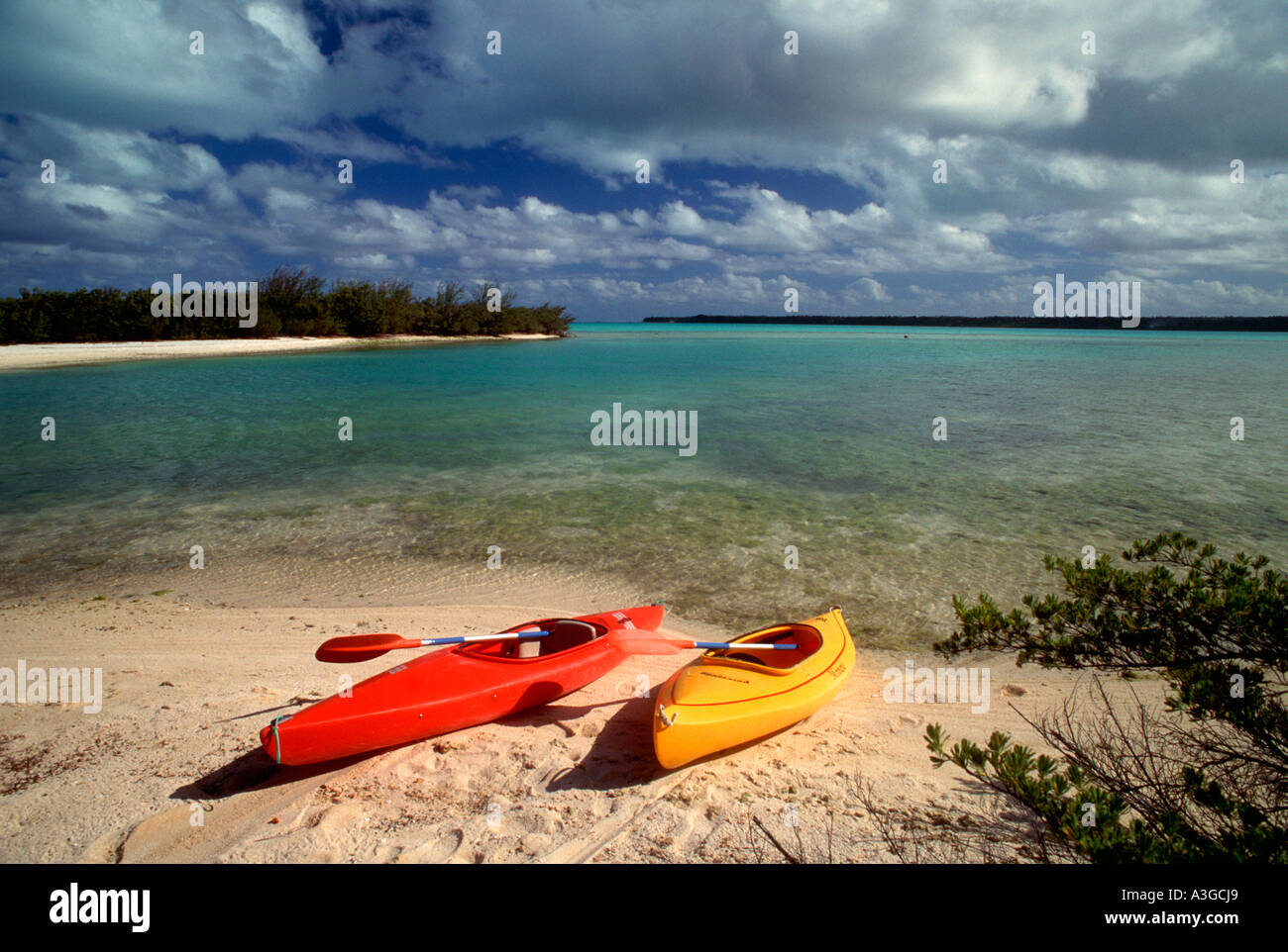 Kayaks Aitutaki Cook Islands Stock Photo - Alamy