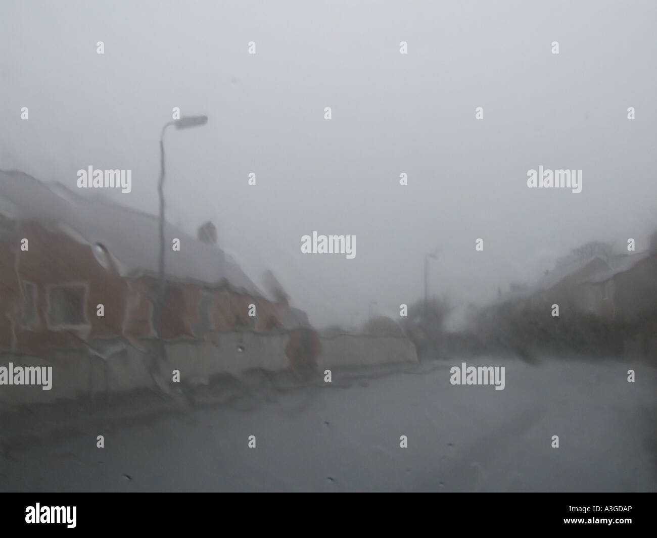 empty street in heavy rain Stock Photo - Alamy