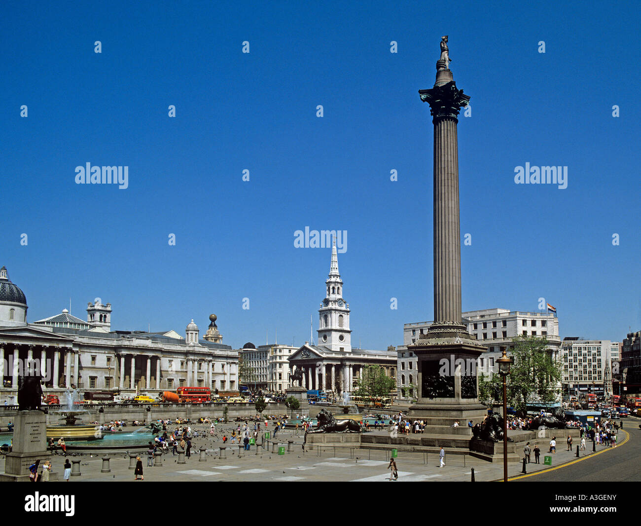 Trafalgar Square overlooked by the National Portrait Gallery St Martins ...