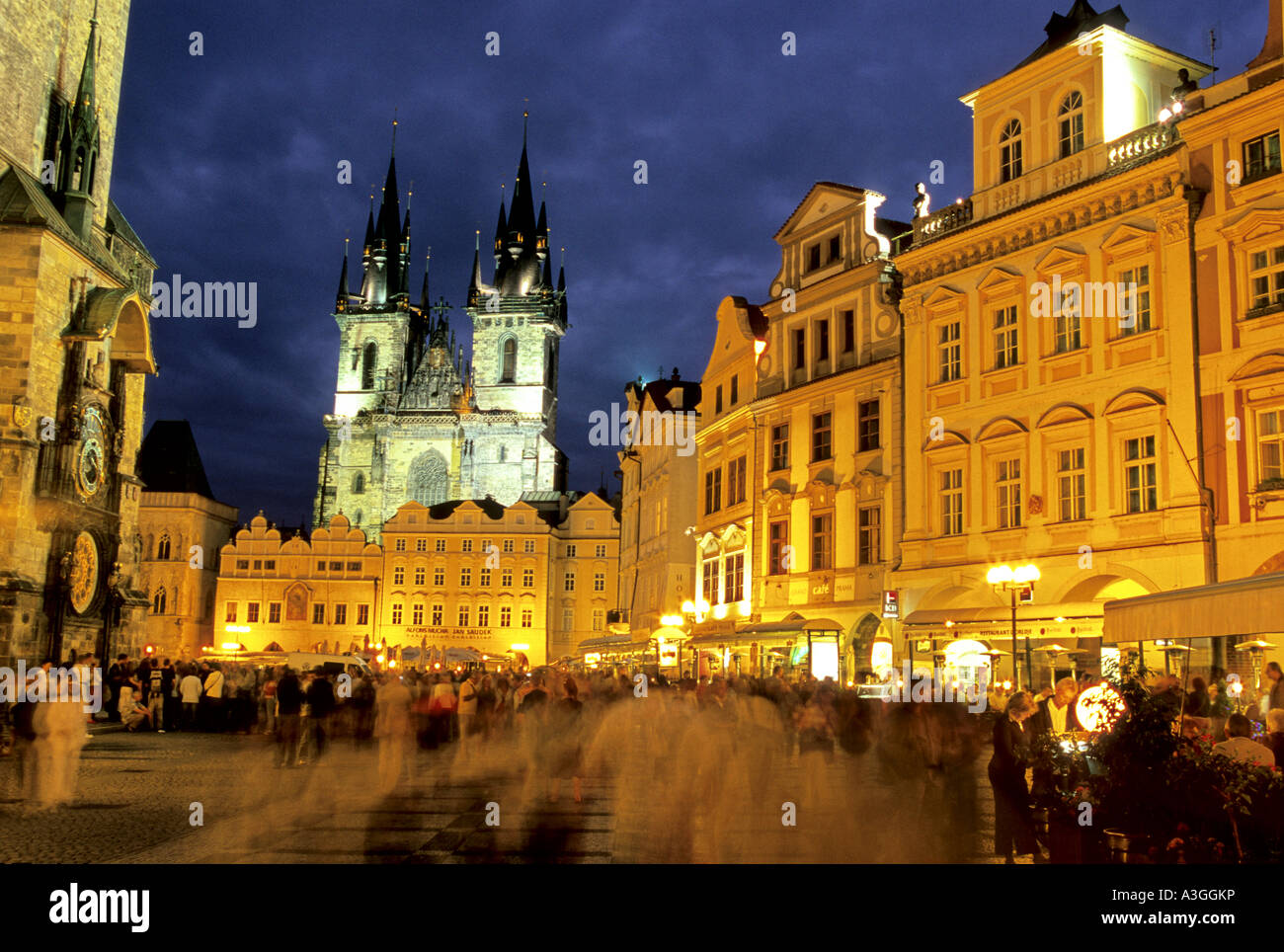 Gothic facade of the Tyn Church off of the Old Town Square Prague Czech ...