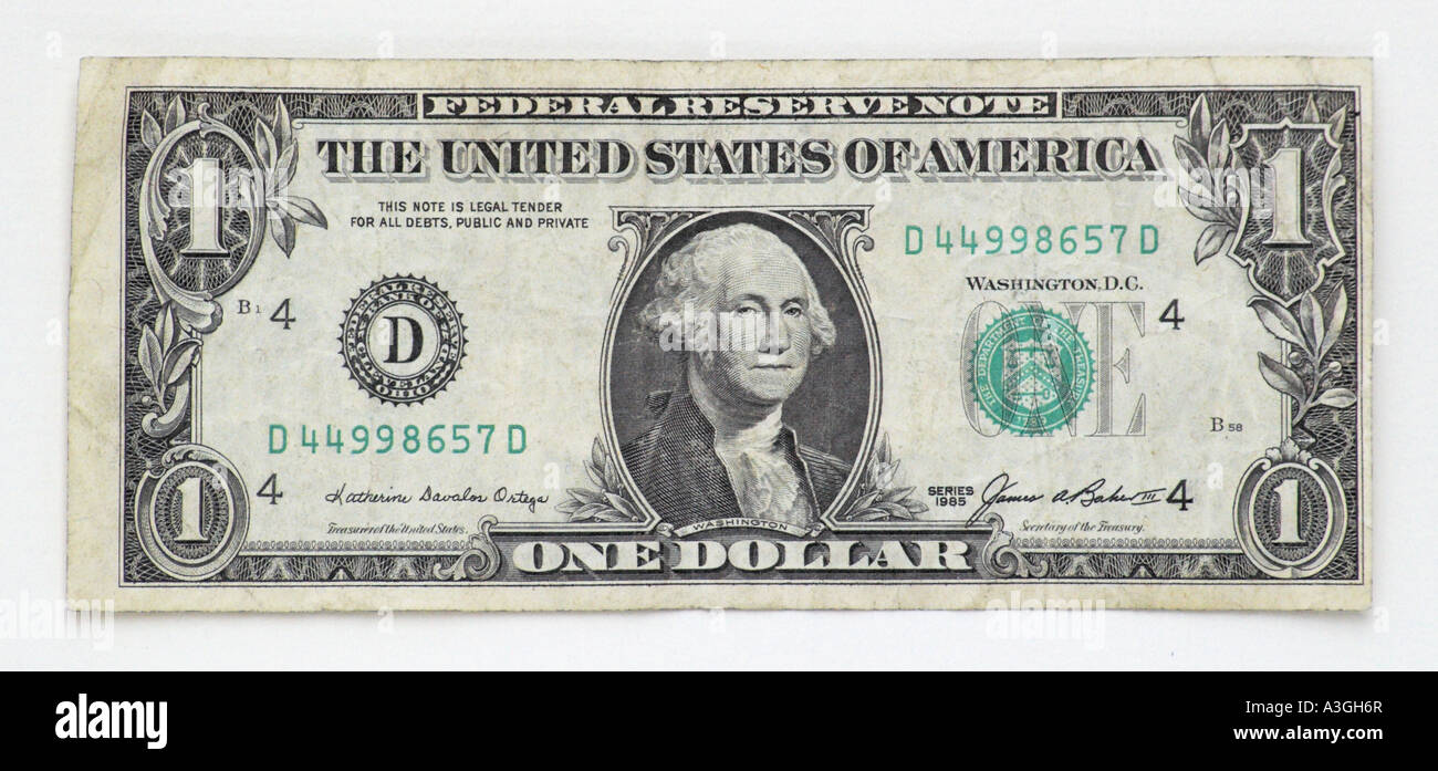 USA 1 One Dollar Note Stock Photo - Alamy