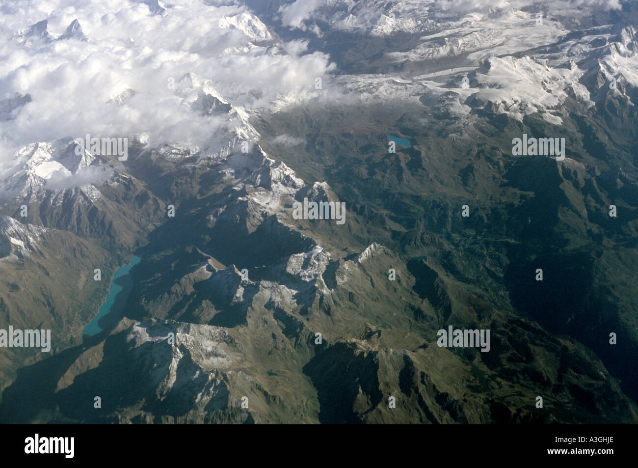 An airplane view of the Italian Alps in Summer Stock Photo - Alamy