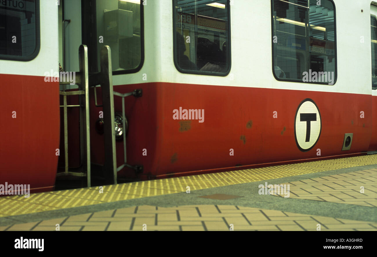 An MBTA train in Broadway station, South Boston Stock Photo - Alamy