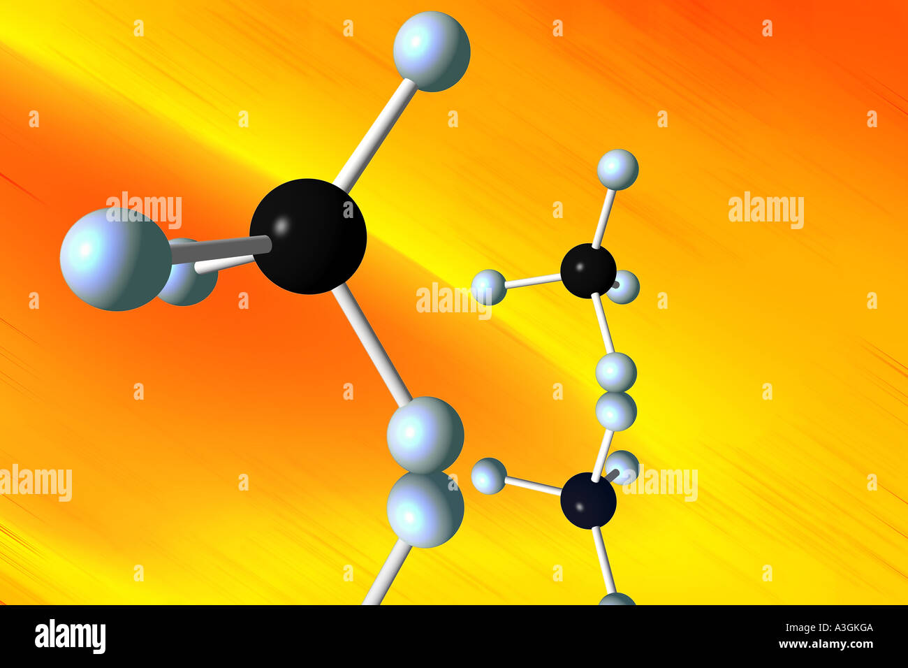 Molecular models of methane reflected Stock Photo - Alamy