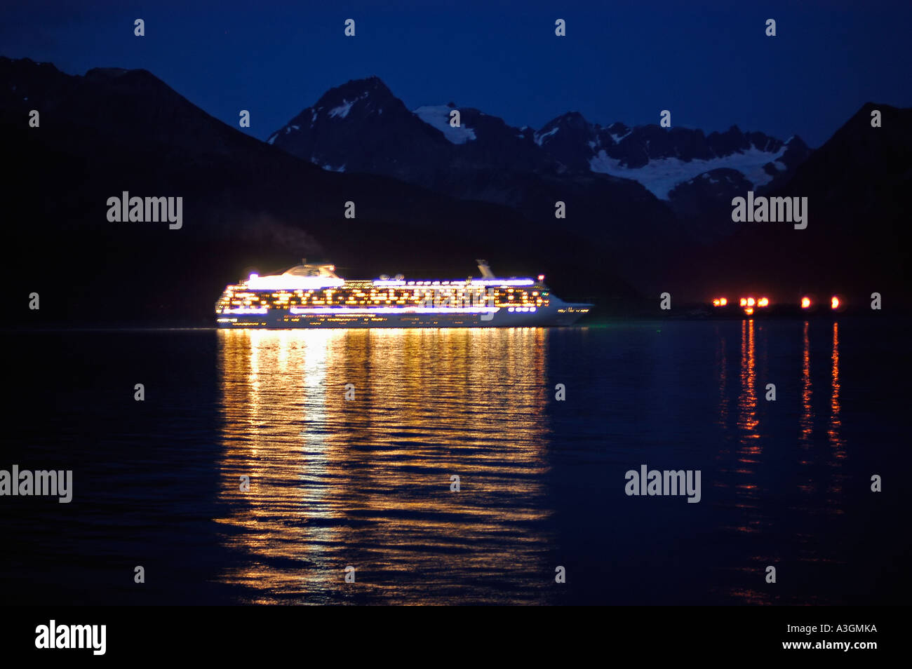 A ship sailing at night Stock Photo - Alamy