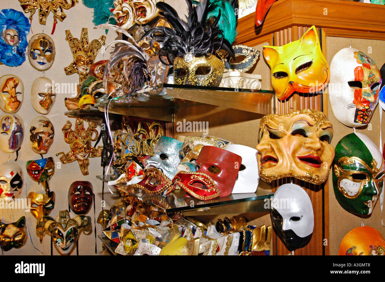 Venetian masks on display Stock Photo - Alamy