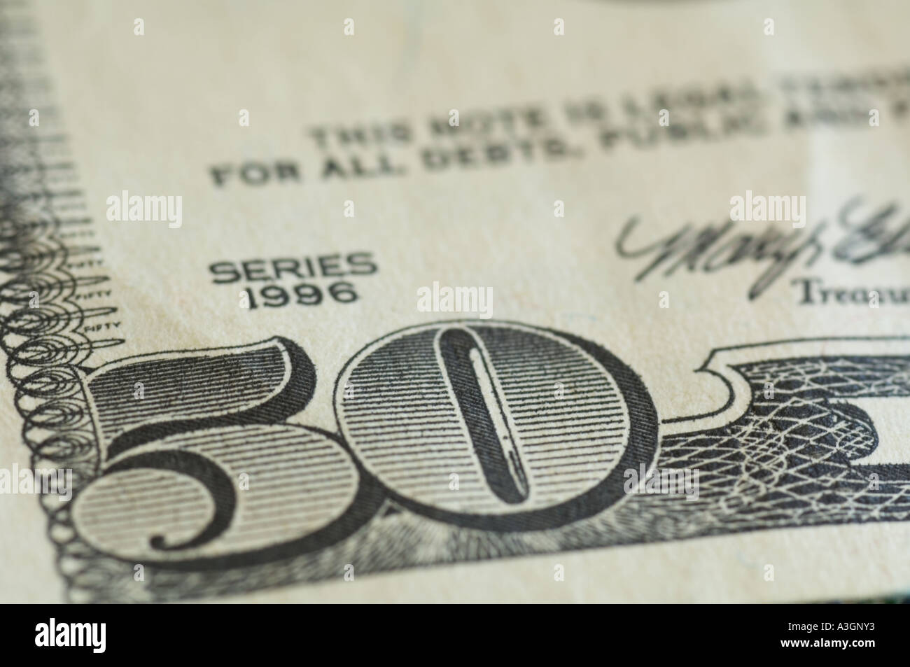 extreme closeup view of portion of a 50 dollar bill US Stock Photo - Alamy