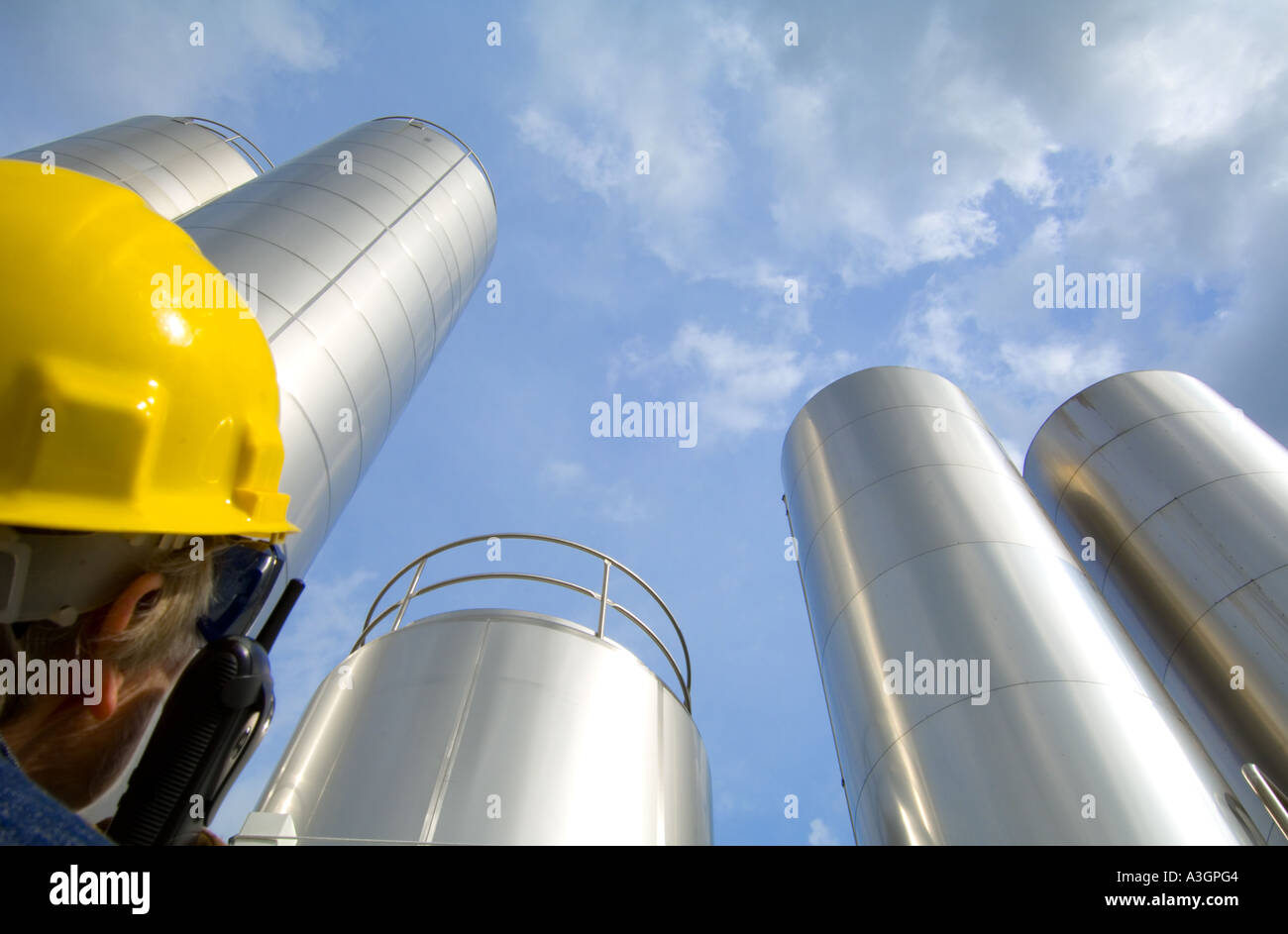 Modern dairy storage tanks in Florida USA Stock Photo - Alamy