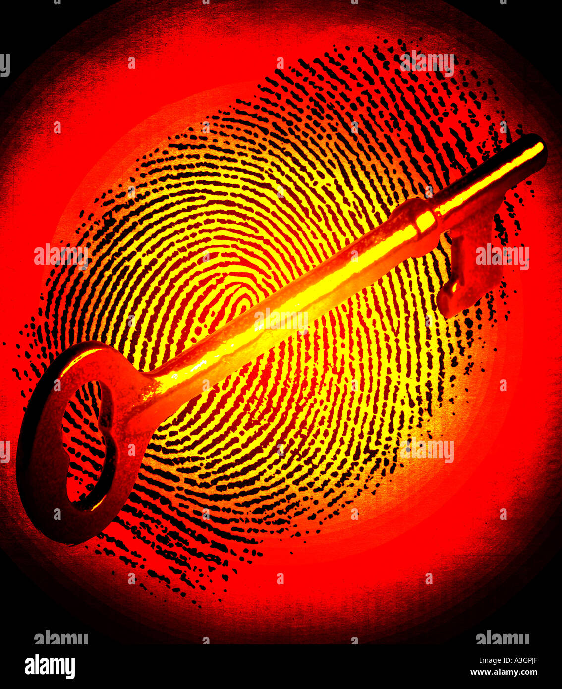antique gold skeleton key on fingerprint Stock Photo - Alamy