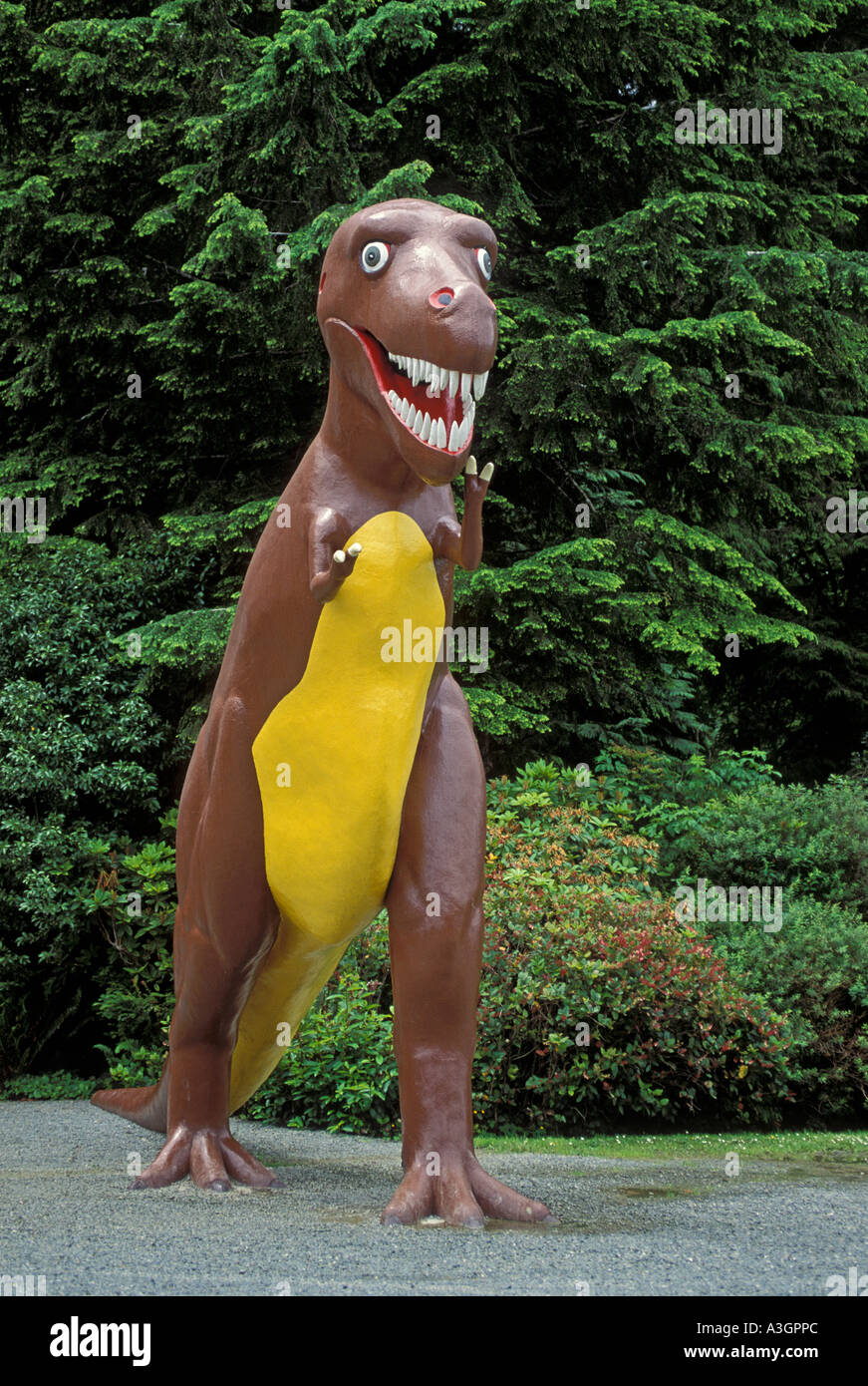 Dinosaur statue at Prehistoric Gardens visitor attraction on Hwy 101 ...
