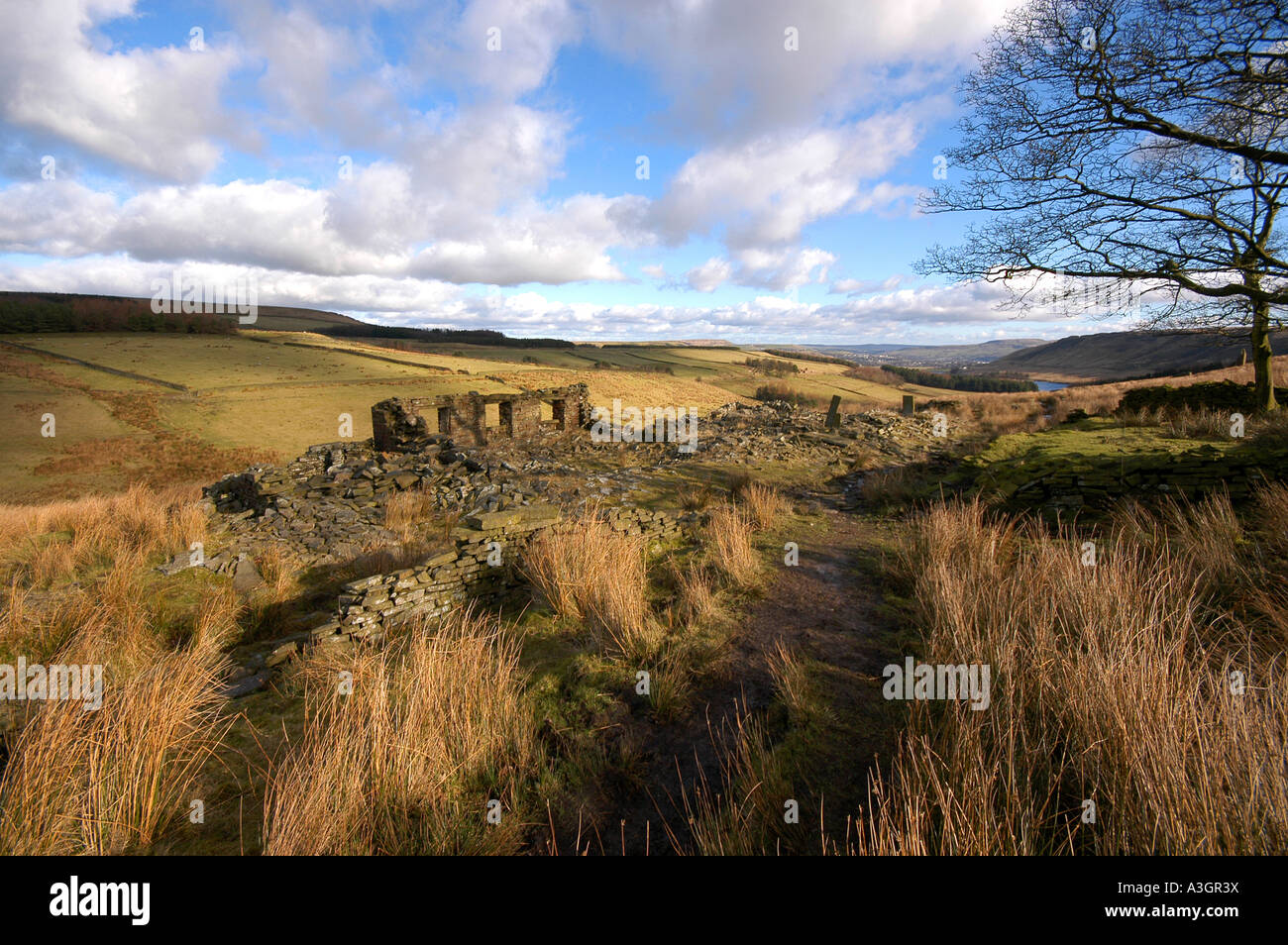 The ruins of a derelict 18th century farm on the lancashire moors Stock ...