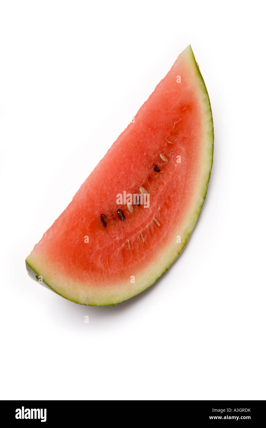 Watermelon slice isolated on a white studio background Stock Photo - Alamy