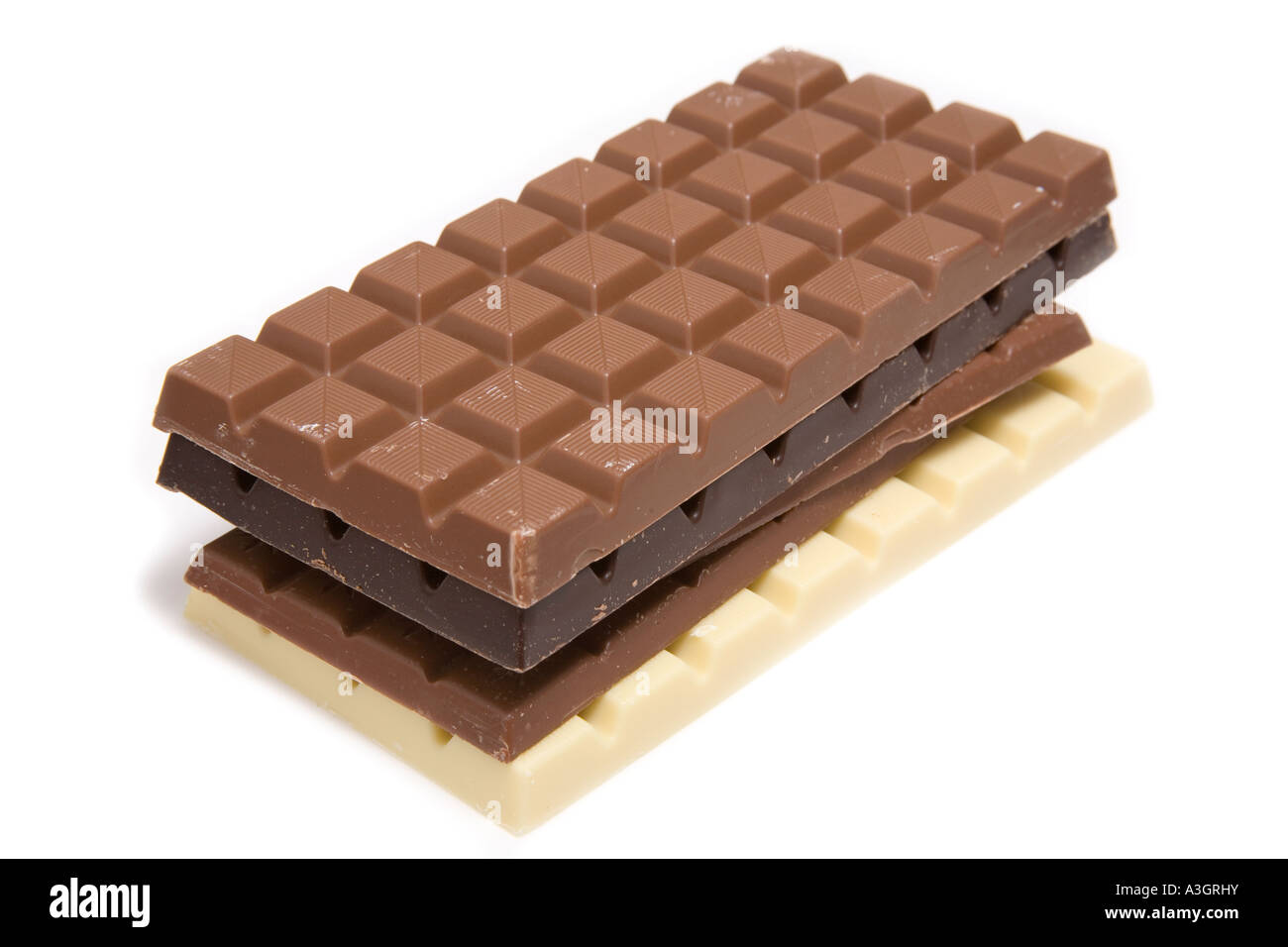 Chocolate slabs stacked on a white studio background Stock Photo - Alamy
