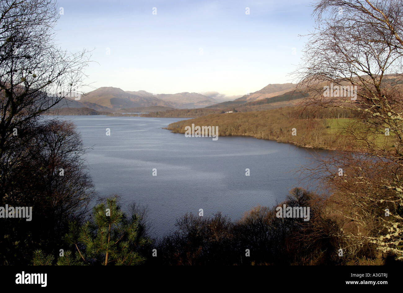 A view of Loch Lomond as seen from a hill at Balmaha Scotland Stock ...