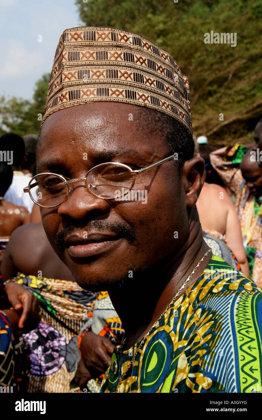 Portrait of Benin man in traditional African dress , Abomey , Benin ...