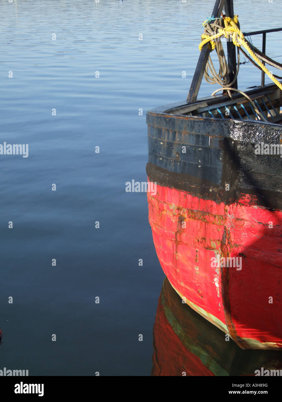 old red boat in port Stock Photo - Alamy