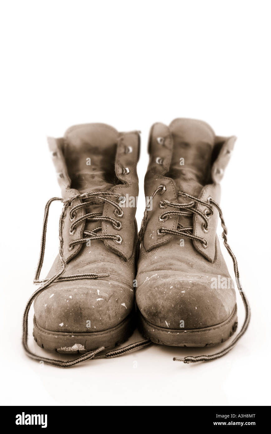 Pair old work boots hi-res stock photography and images - Alamy