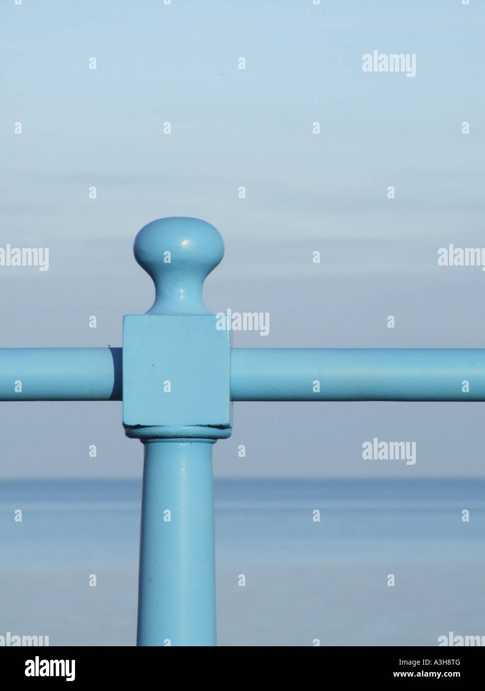 blue railings on pier by sea Stock Photo - Alamy