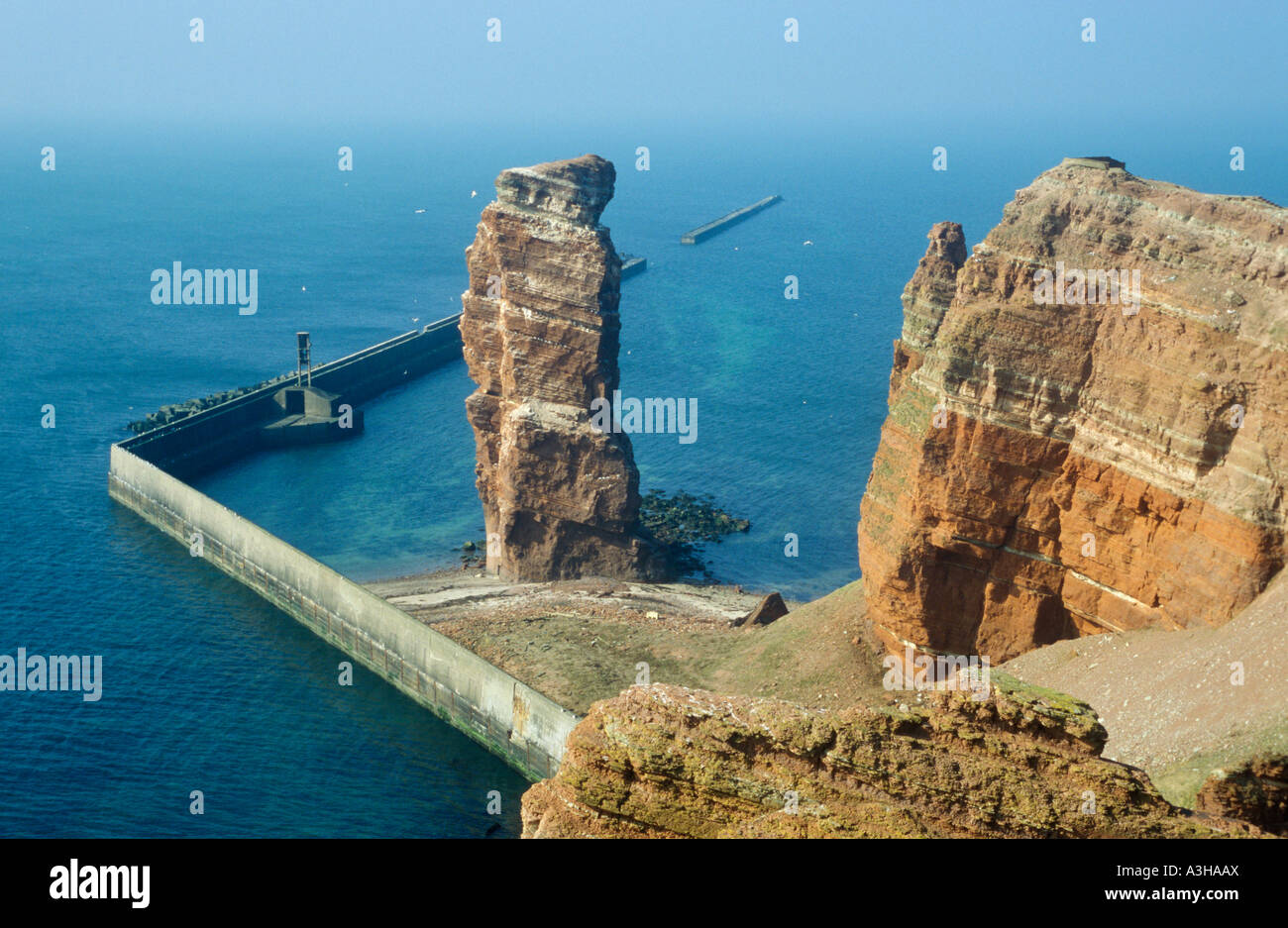 sandstone cliffs with Long Anna on the German island of Helgoland in ...