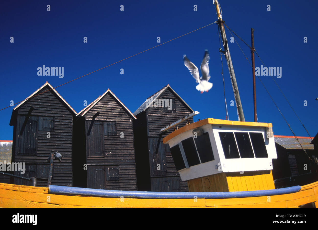 Fishing boat and net huts net shops the Stade Hastings East Sussex UK ...