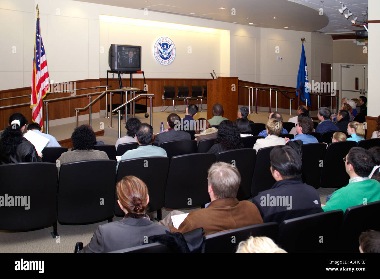 US Department of Homeland Security immigration ceremony room Stock ...
